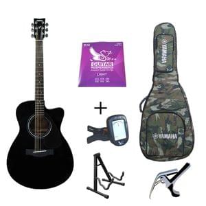 Yamaha FS80C Black Acoustic Guitar with Military Gig Bag Strings Tuner ...